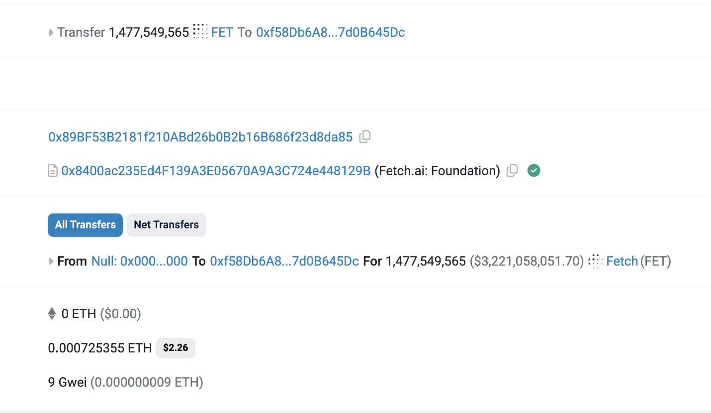 Fetch.ai Foundation minted FET to support ASI